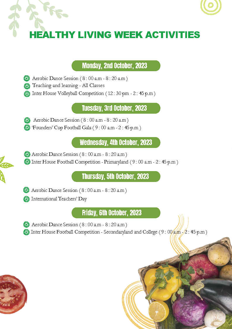 Healthy Living Week - FAITH MONTESSORI SCHOOL